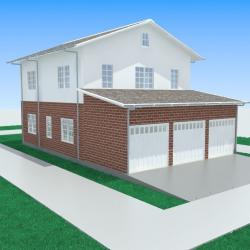 3 car l shaped with 33 degree angle garage apartment plans 3D Models ...