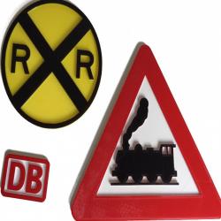 standard signs and signals modeled after designs railroad crossing ...
