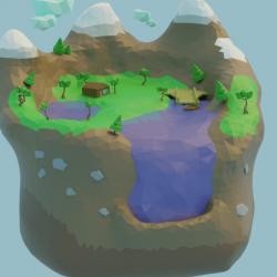 wild floating island with the cave low poly 3d models 【 STLFinder