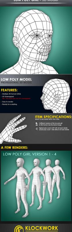 young girl base mesh low poly 3D Models | Page 1 | STLFinder