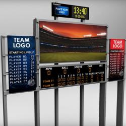 scoreboard fully customizable with stadium seats and low poly crowd 3D ...