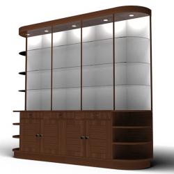 5 shelves corner curio cabinet with glass door walnut 3D Models | Page ...