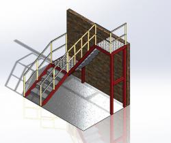 Steel Stair Industrail C Channel stringers Isometric view 3d models ...