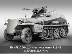 sd kfz 250 11 half track with 2 8cm spzb 41 heavy anti tank rifle 3D ...