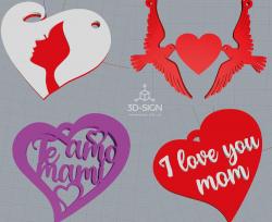 Mother's Day hearts charms or key chains - Free 3D Model | STLFinder