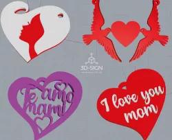 Mother's Day hearts charms or key chains - Free 3D Model | STLFinder