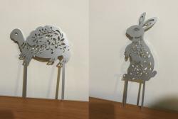 metal rabbit silhouette garden decoration sculpture ornament retro iron ...