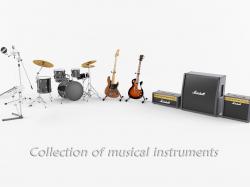 four types of musical instruments 3d models 【 STLFinder